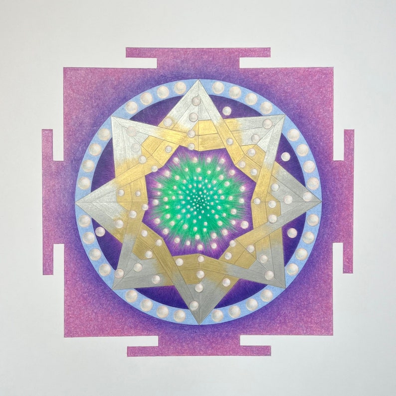 Gayatri and Saraswati Yantra "inner Queen" - Original Coloured Pencil ...