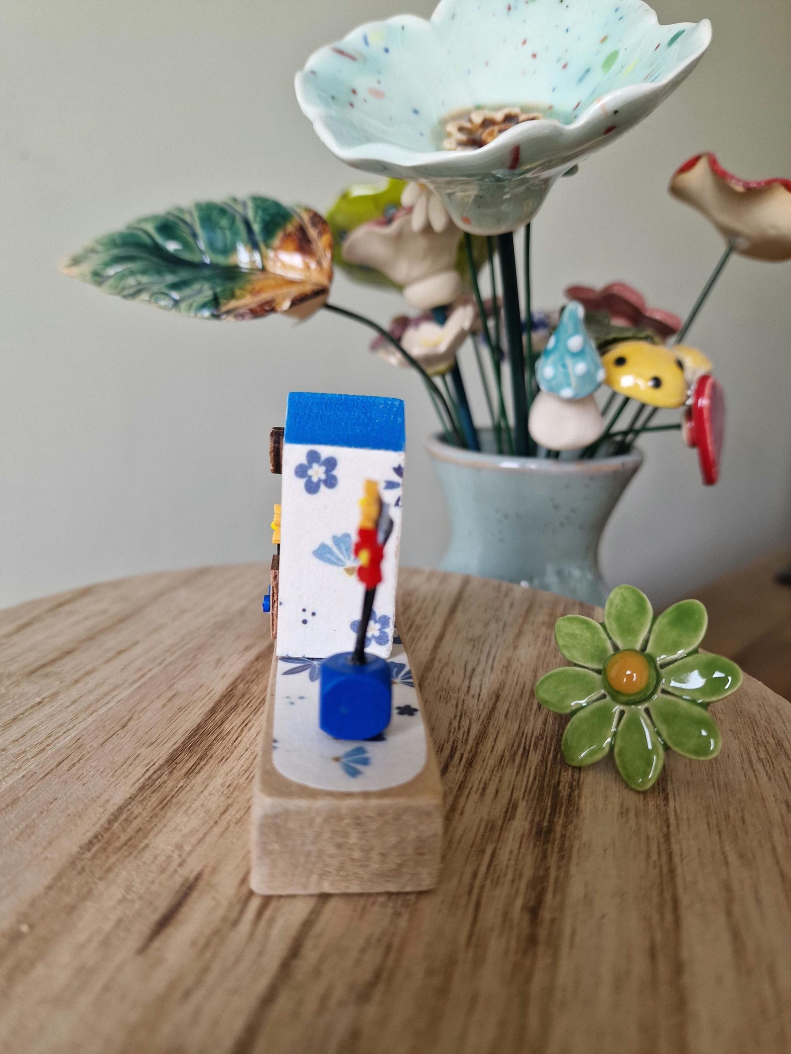 Wooden House on a Plinth With Mini Vase of Flowers Fairy Fantasy House ...