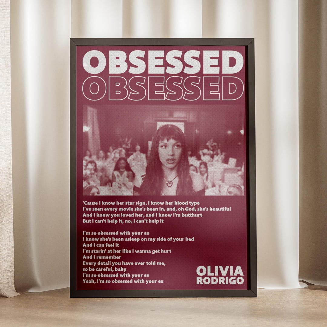 Olivia Rodrigo Obsessed Lyrics Poster Print Sour Guts Direct Download ...
