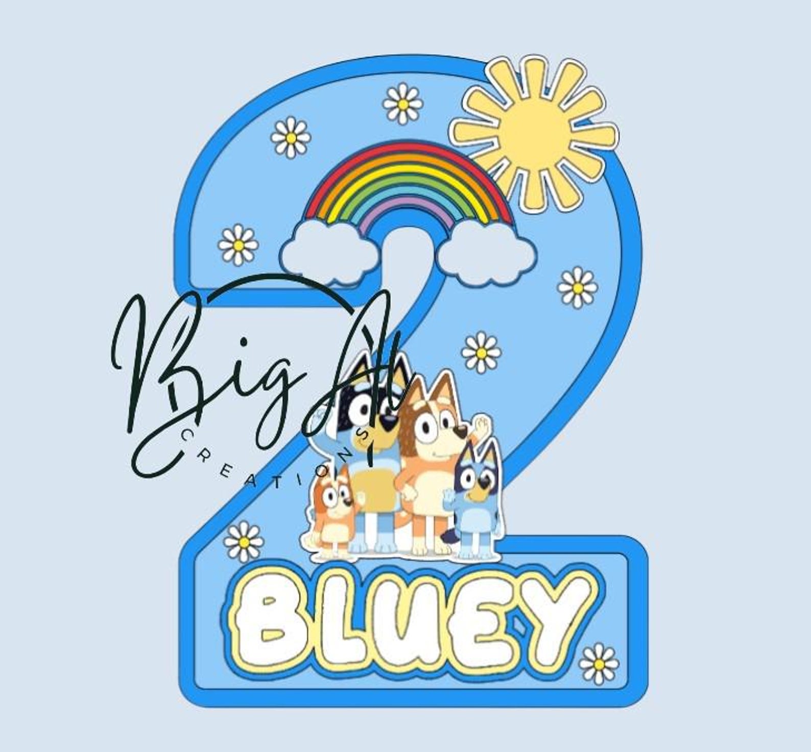 Bluey Cake Topper Numbers Cake Topper Blue Dog Birthday Cake Topper ...