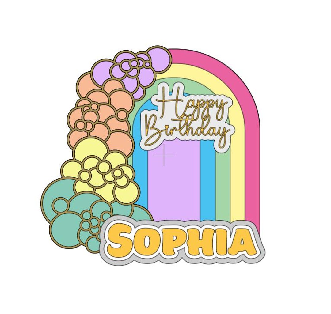Backdrop Cake Topper - Arch With Balloon Garland - Boho Chiara Arch ...