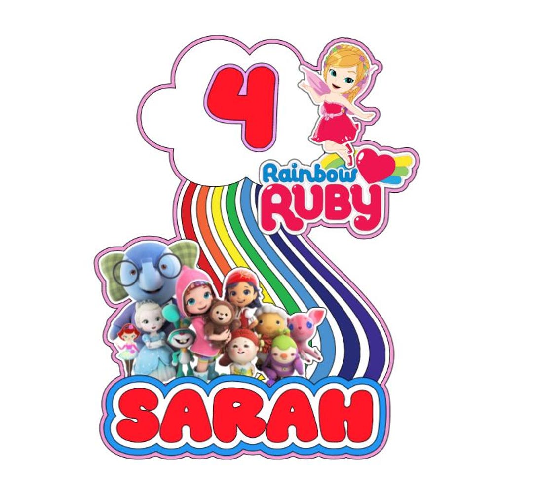 Rainbow Ruby Cake Topper - Rainbow Girl Cake Topper - Rainbow Character Theme Party - Etsy