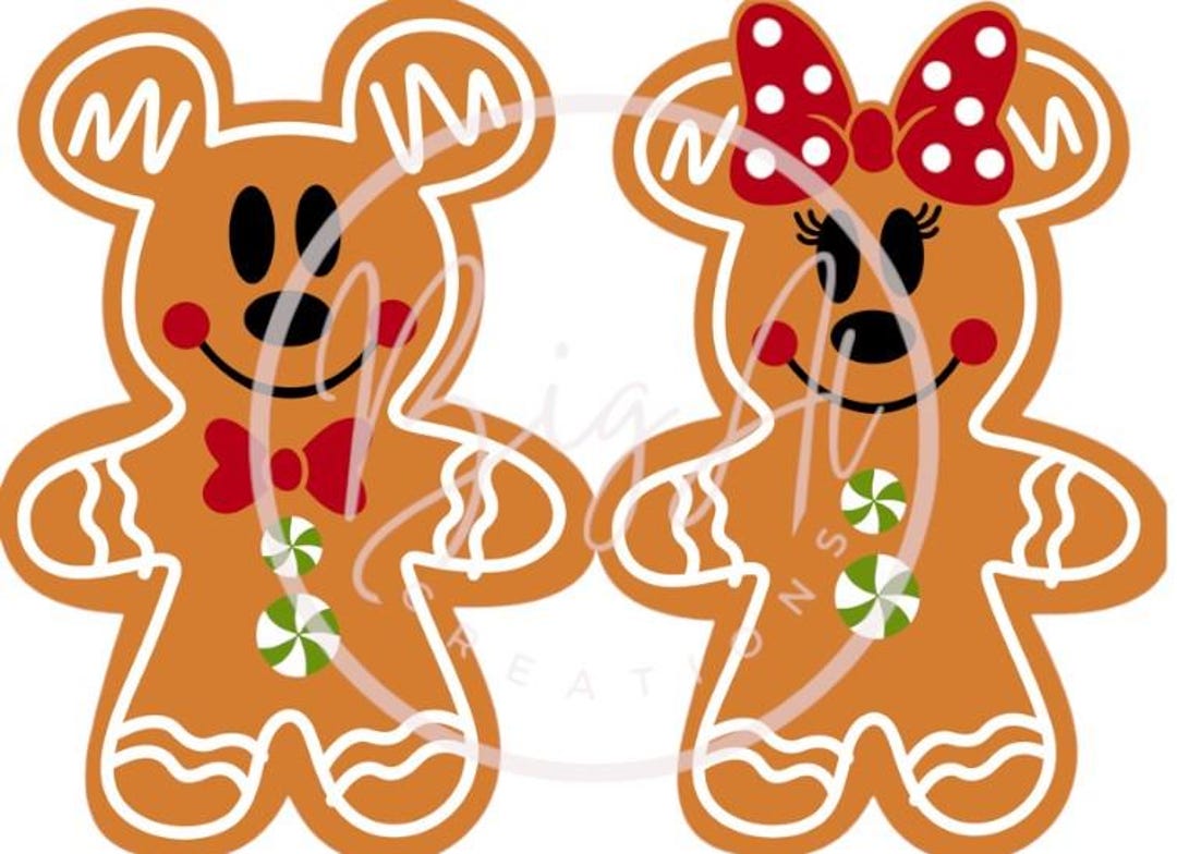 Mickey & Minnie Gingerbread Cookie Svg, Disney Svg, Christmas Svg ...