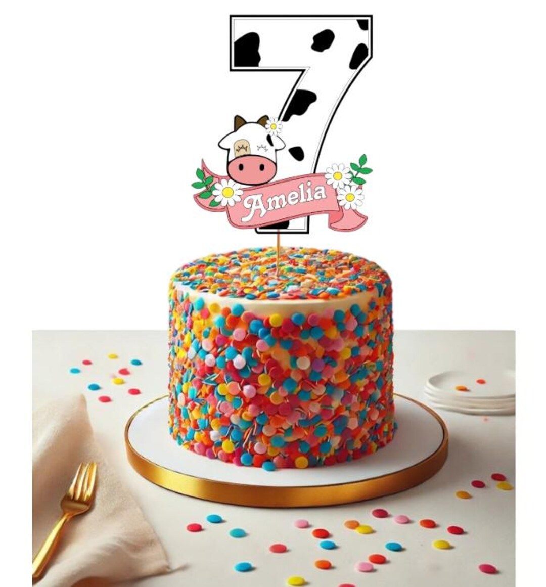 Cow Cake Topper - Cow Inspired Cake Topper - Cow Birthday - Numbers Cow ...