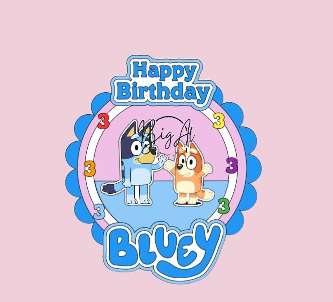 Bluey Cake Topper Numbers Cake Topper Blue Dog Birthday Cake Topper ...