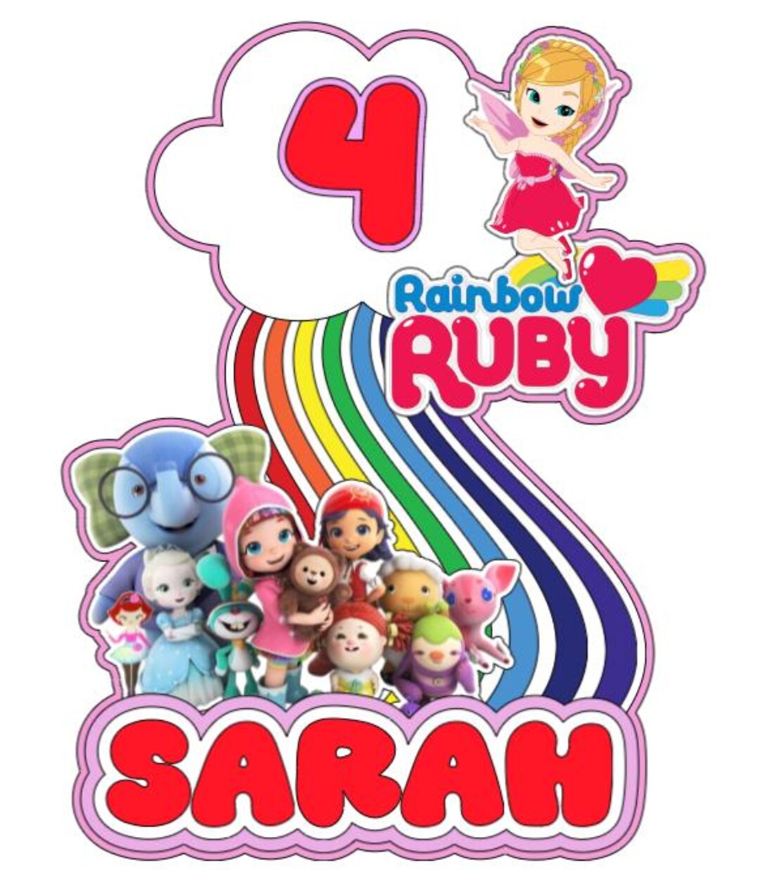Rainbow Ruby Cake Topper Rainbow Girl Cake Topper Rainbow Character ...