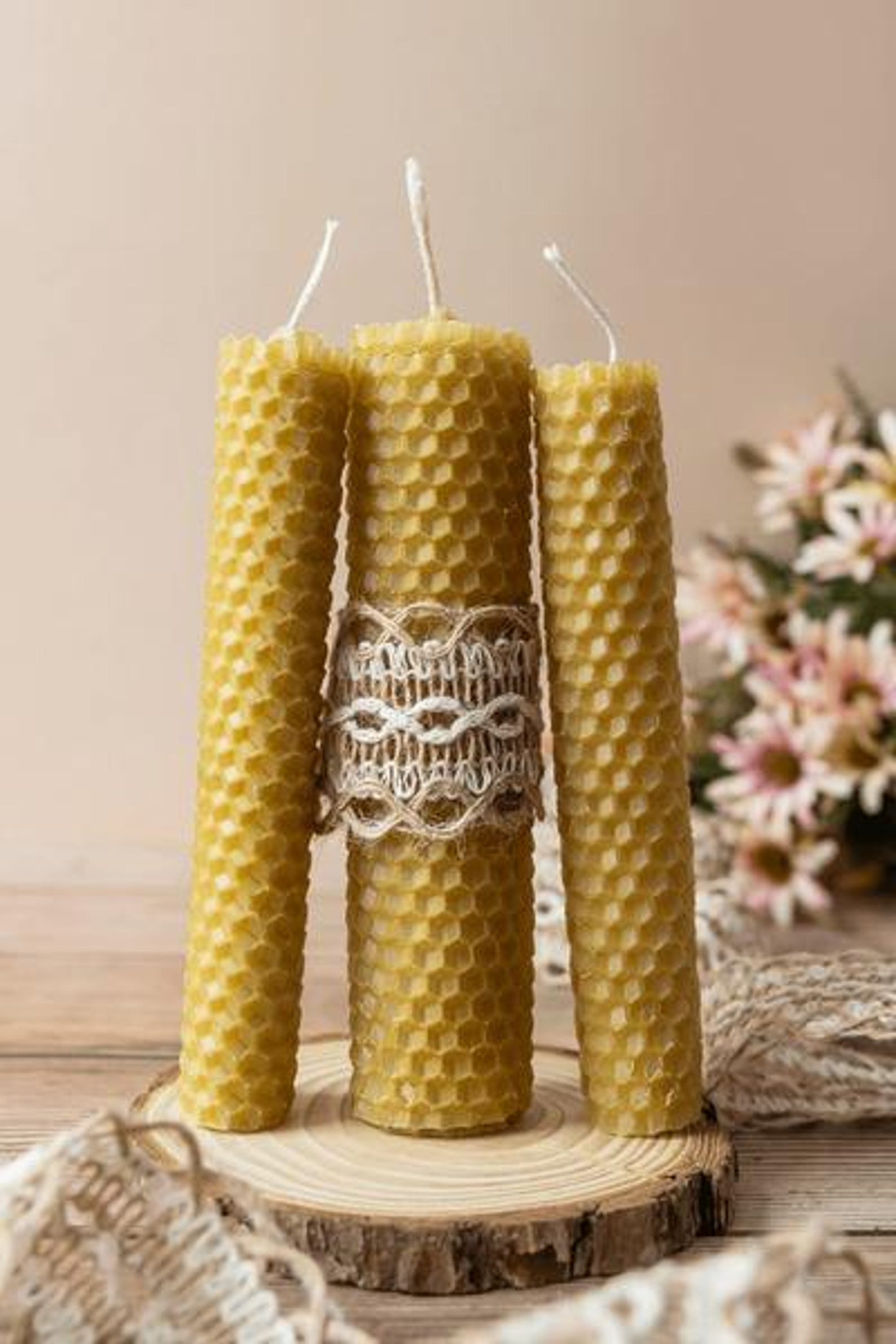 Hand Rolled Beeswax Candles 4 Inch - Etsy
