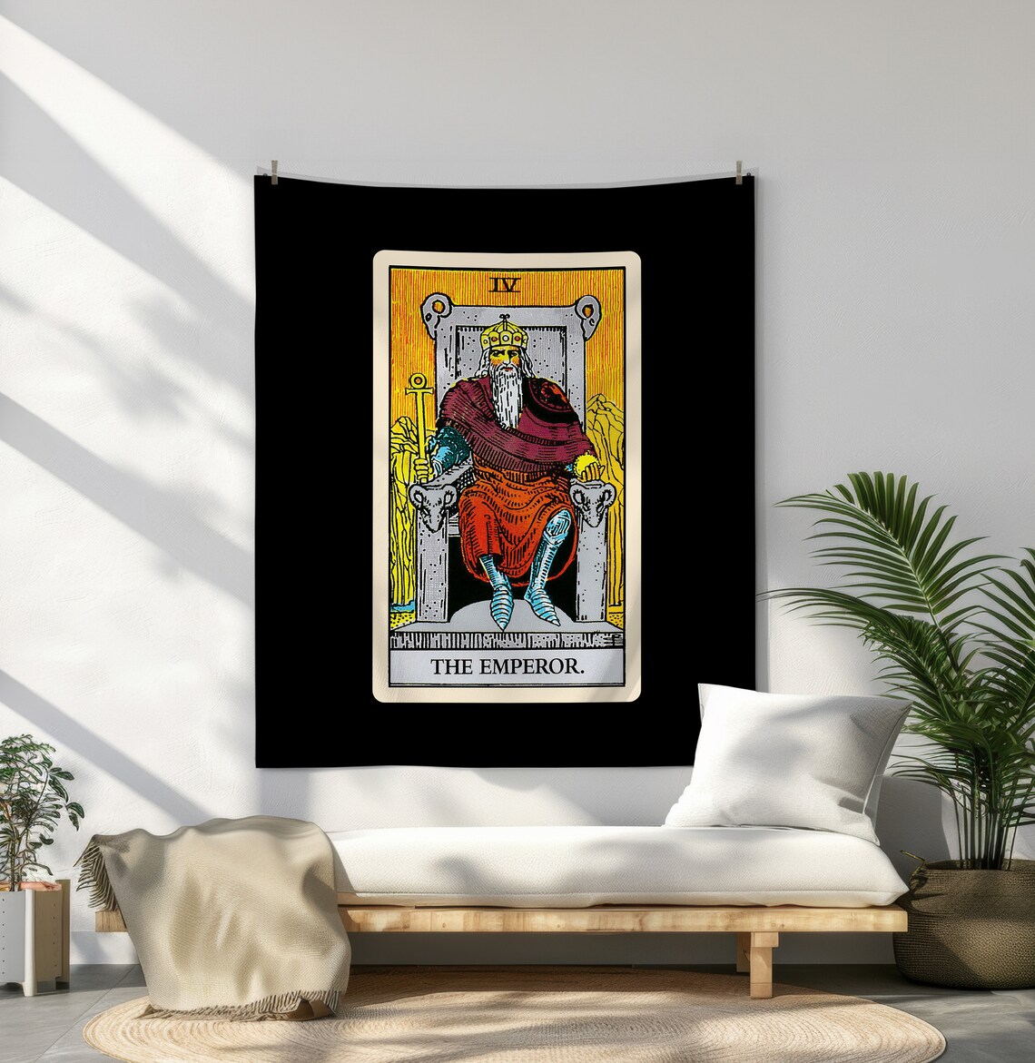 Emperor Tarot Card Tapestry - Witchy Wall Decor for Gothic Aesthetic ...