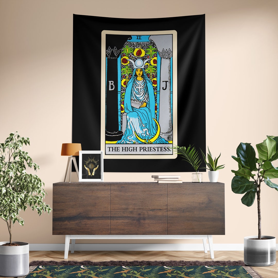 High Priestess Tarot Card Tapestry for Witchy Aesthetic Decor - Gothic ...