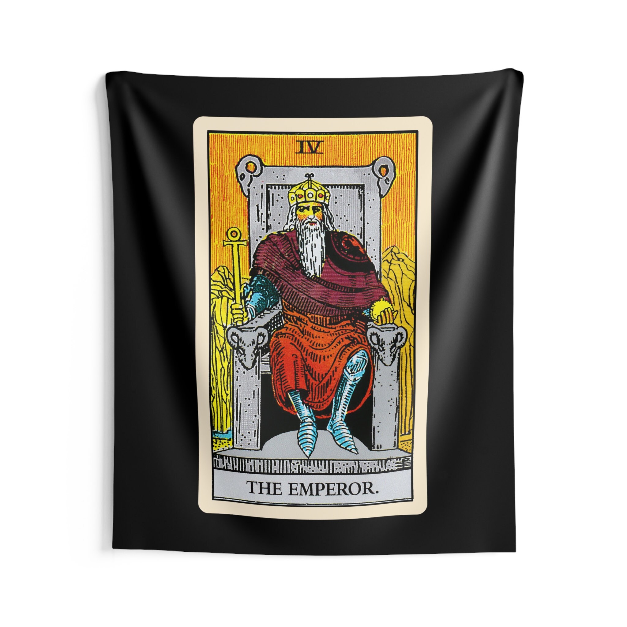 Emperor Tarot Card Tapestry - Witchy Wall Decor for Gothic Aesthetic ...