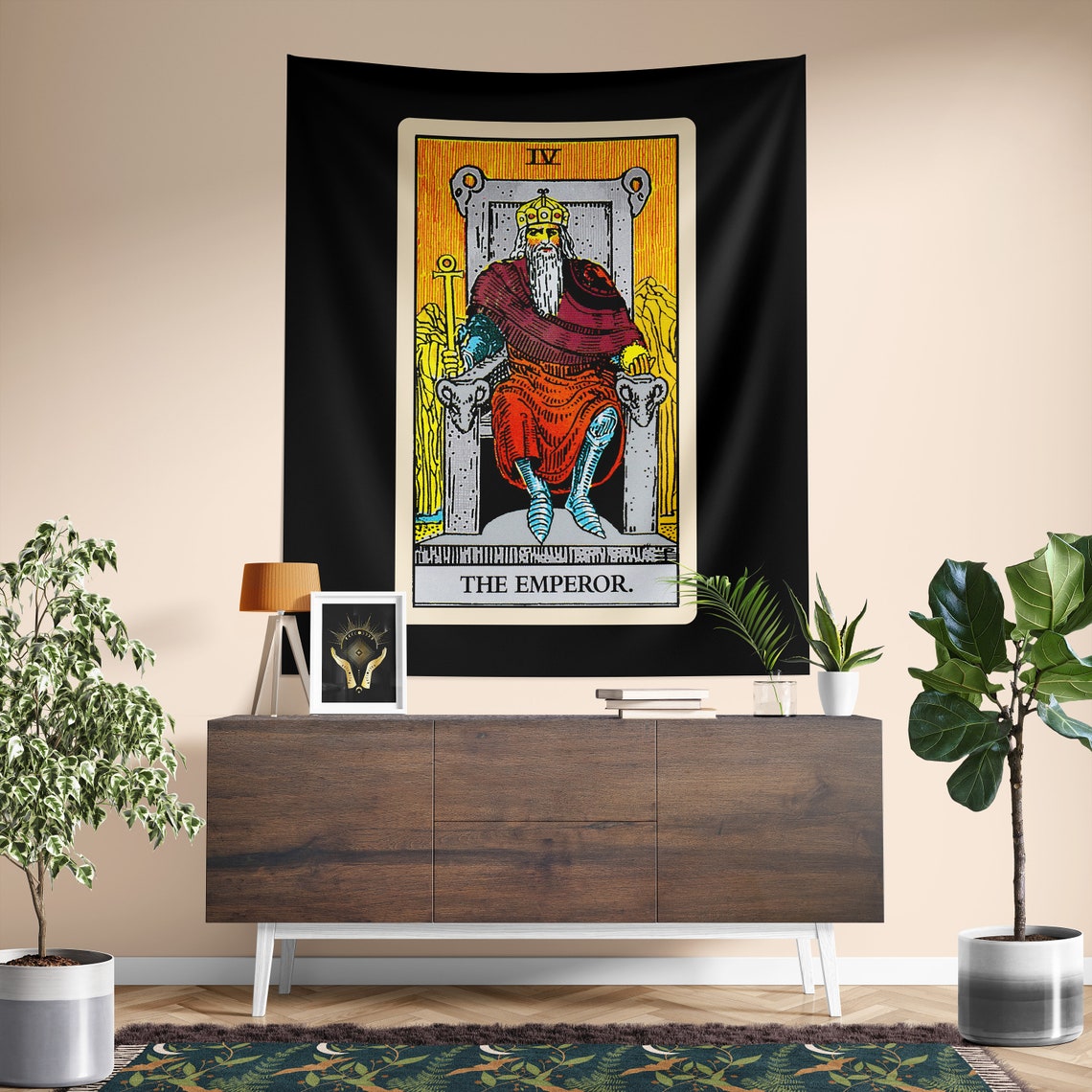 Emperor Tarot Card Tapestry - Witchy Wall Decor for Gothic Aesthetic ...
