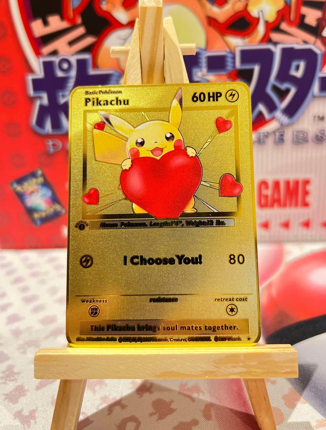 Pikachu I Choose You Pokemon Love Heart Valentine's METAL Card for ...