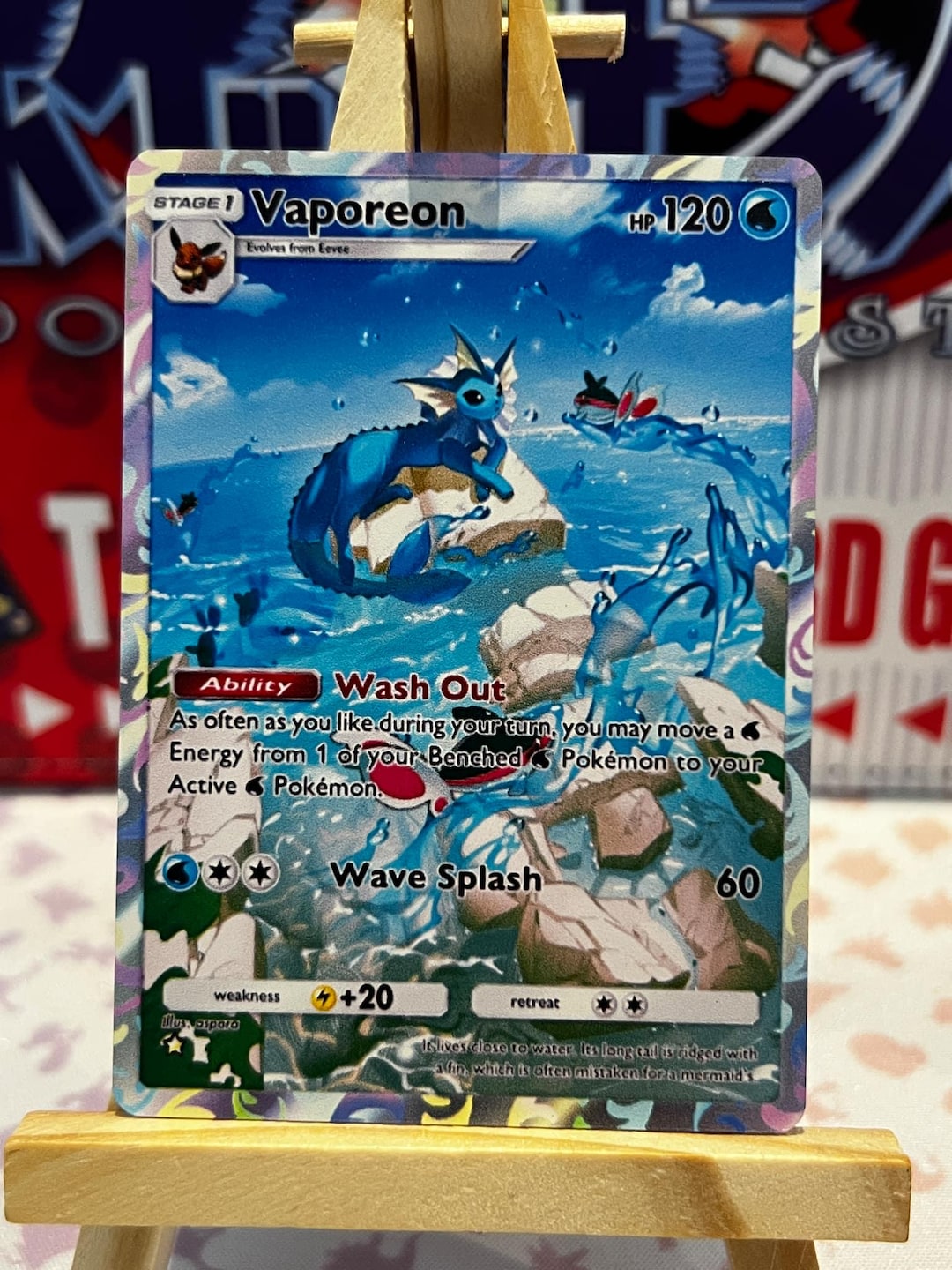 Vaporeon Pokemon Eeveelutions TCG Pocket - Custom Fanmade METAL Card ...