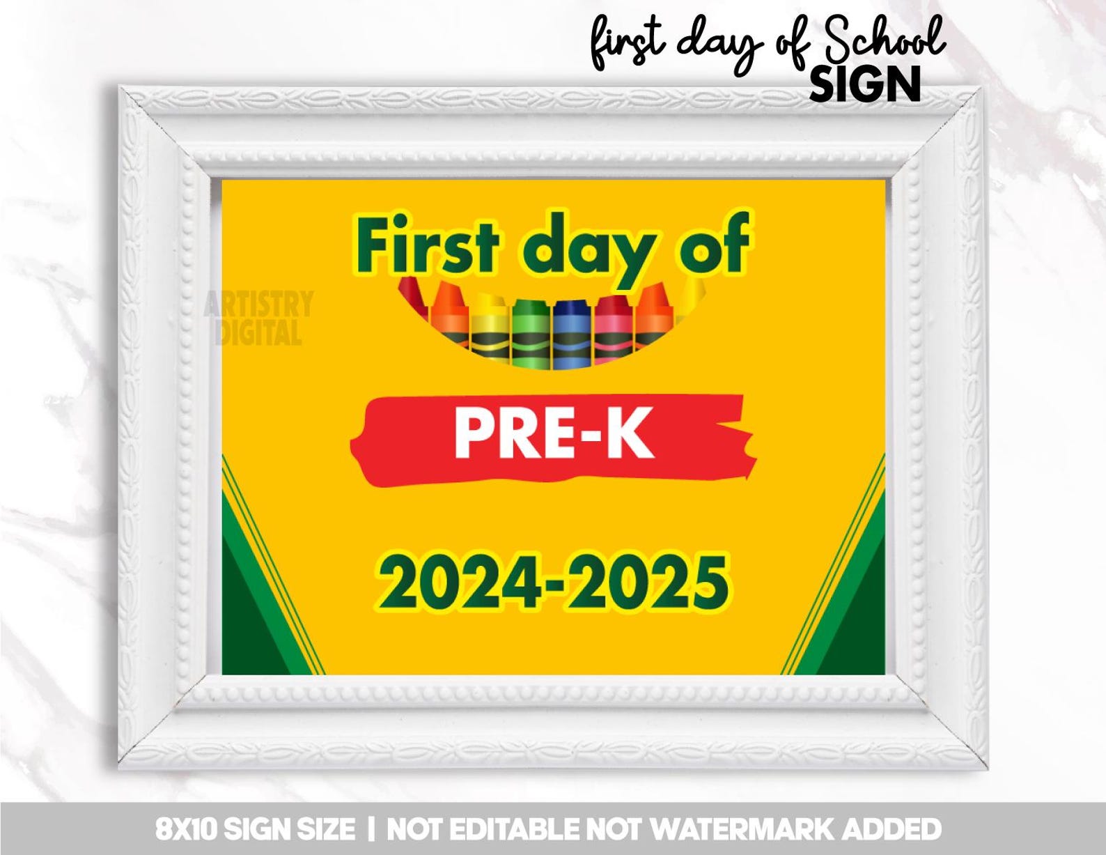 First Day of PRE-K Sign Printable, First Day of School Board, PRE-K ...