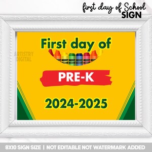 First Day of PRE-K Sign Printable, First Day of School Board, PRE-K ...