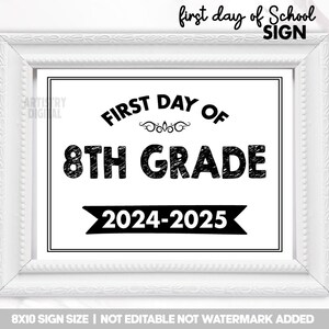 First Day of 8TH GRADE Sign Printable, First Day of School Board, 8TH ...