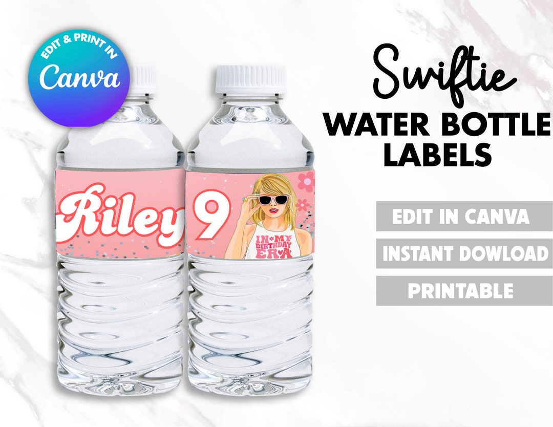 Swiftie WATER Bottle Labels EDITABLE Digital, Swiftie Party, Digital ...