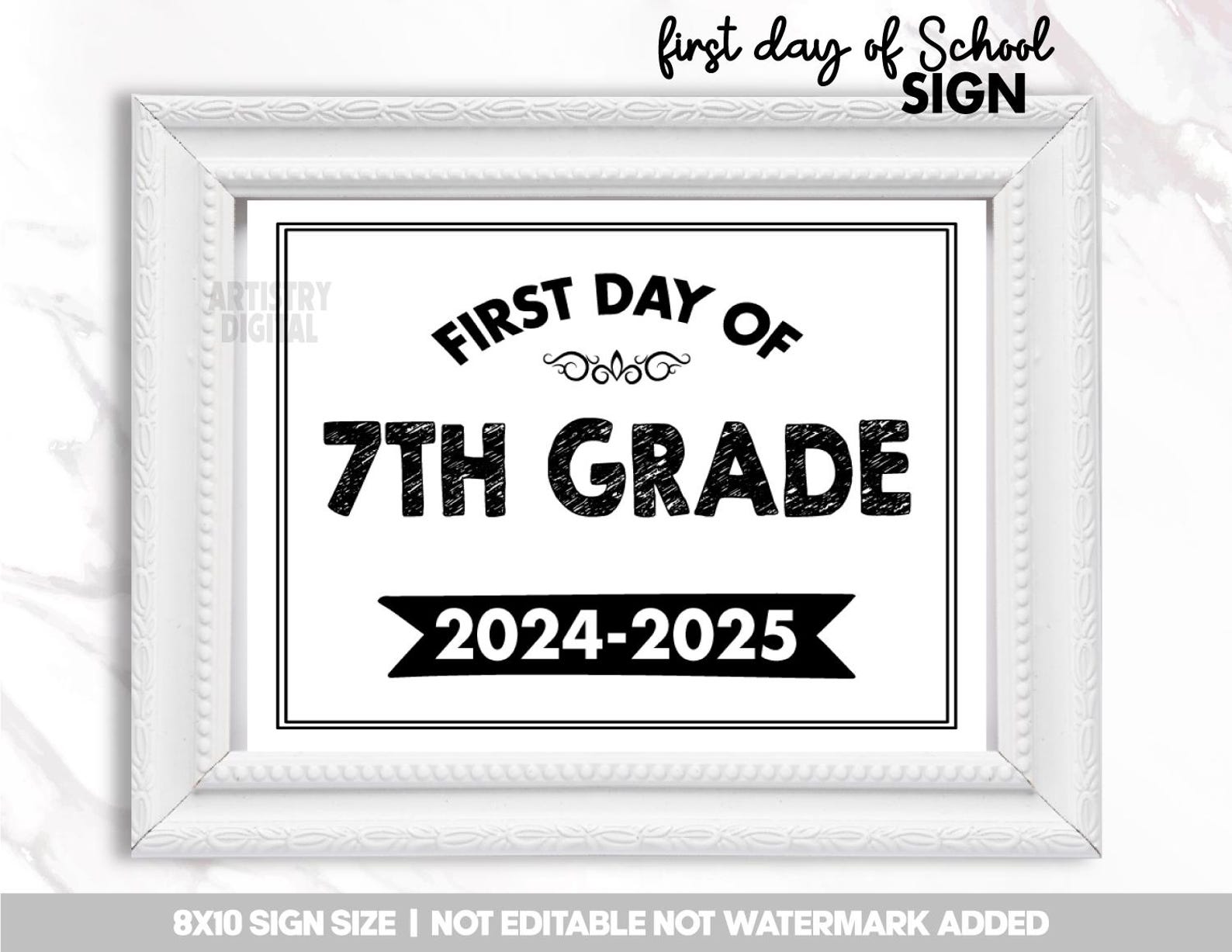 First Day of 7TH GRADE Sign Printable, First Day of School Board, 7TH ...