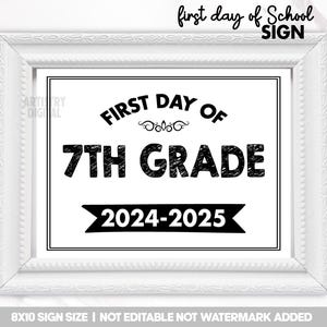 First Day of 7TH GRADE Sign Printable, First Day of School Board, 7TH ...