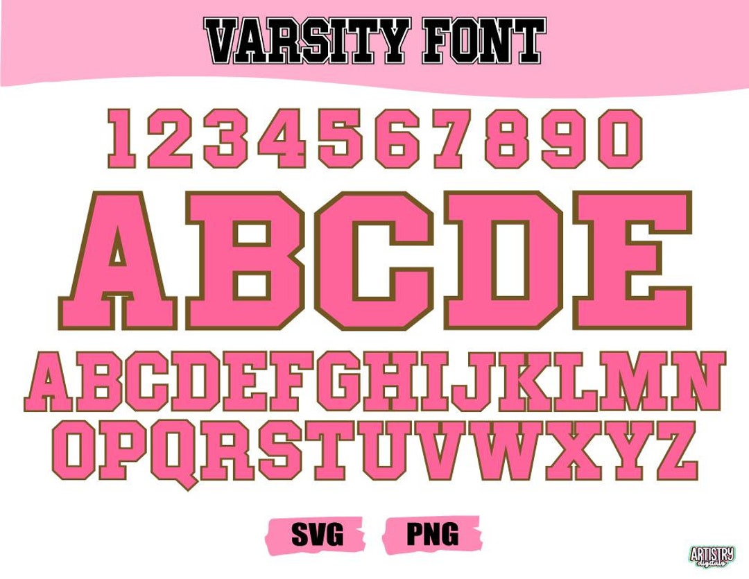 Varsity Pink Font SVG, Sports SVG Alphabet, Varsity Letters Svg, Sports ...