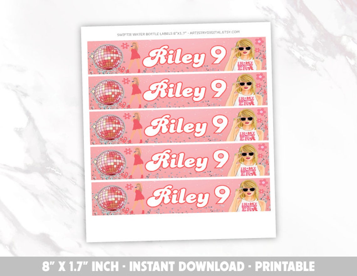 Swiftie WATER Bottle Labels EDITABLE Digital, Swiftie Party, Digital ...