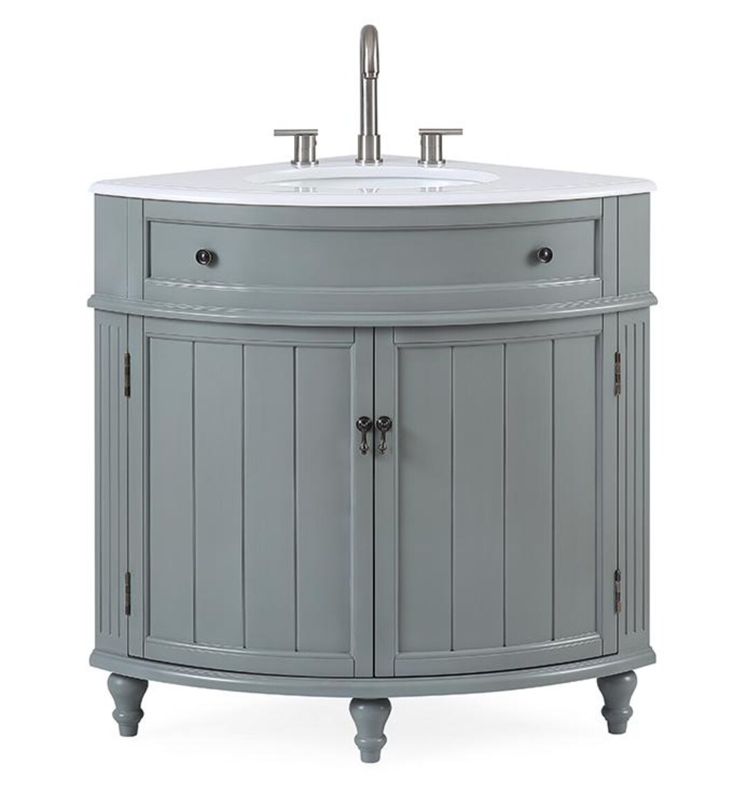24 Inch Corner Design Vanity With Elegant Quartz Top - Etsy