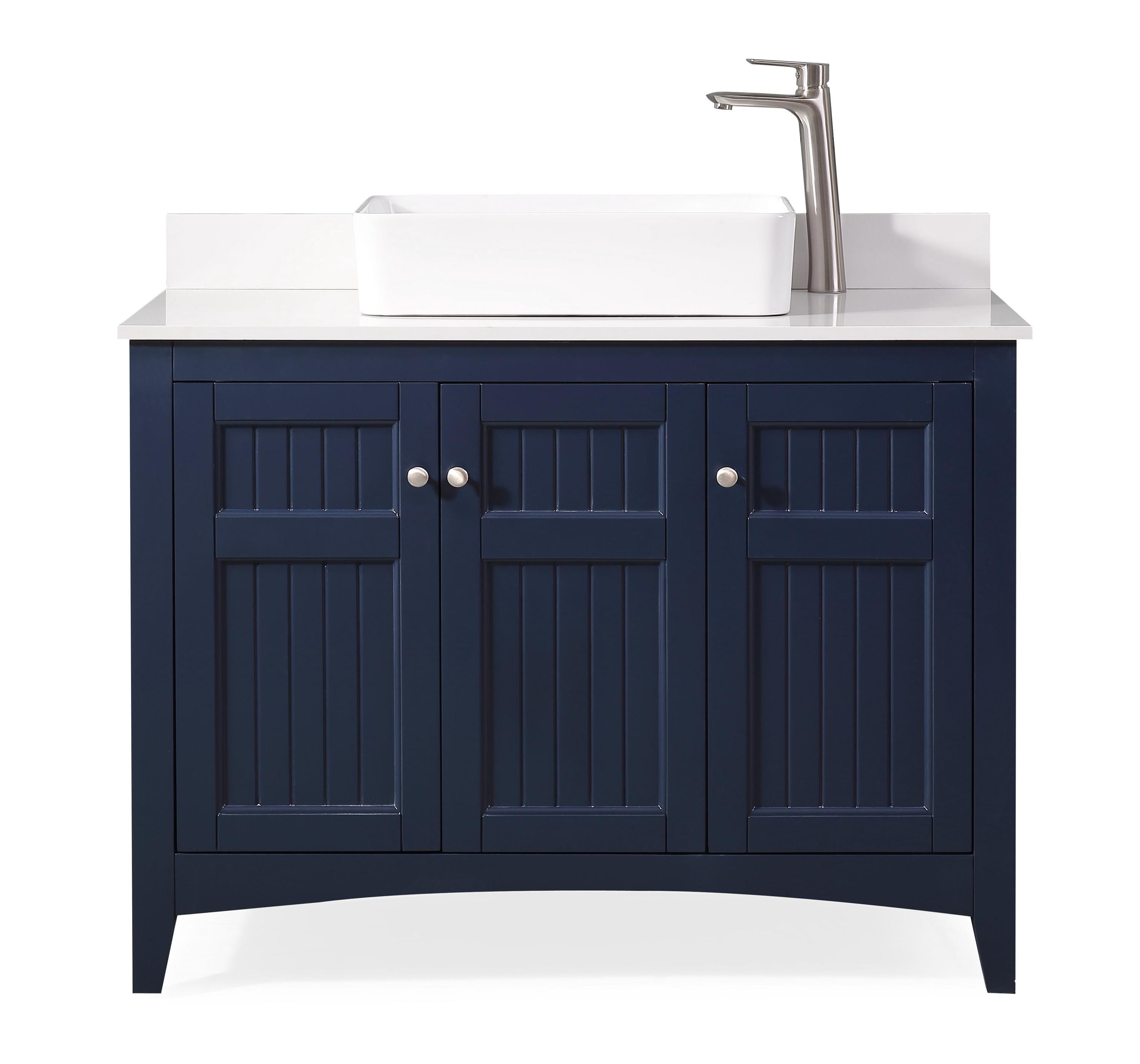 42 Inch Navy Blue Triadsville Cottage-style Vessel Sink Bathroom Vanity ...