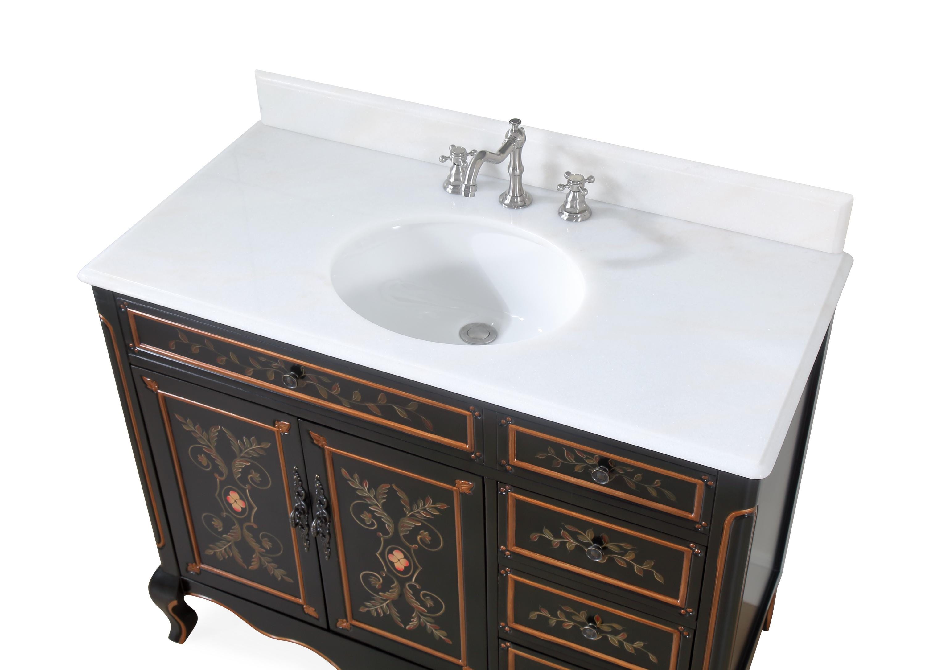 Hand-painted Floral Black Decorous Vanity - 42 Inch - Etsy