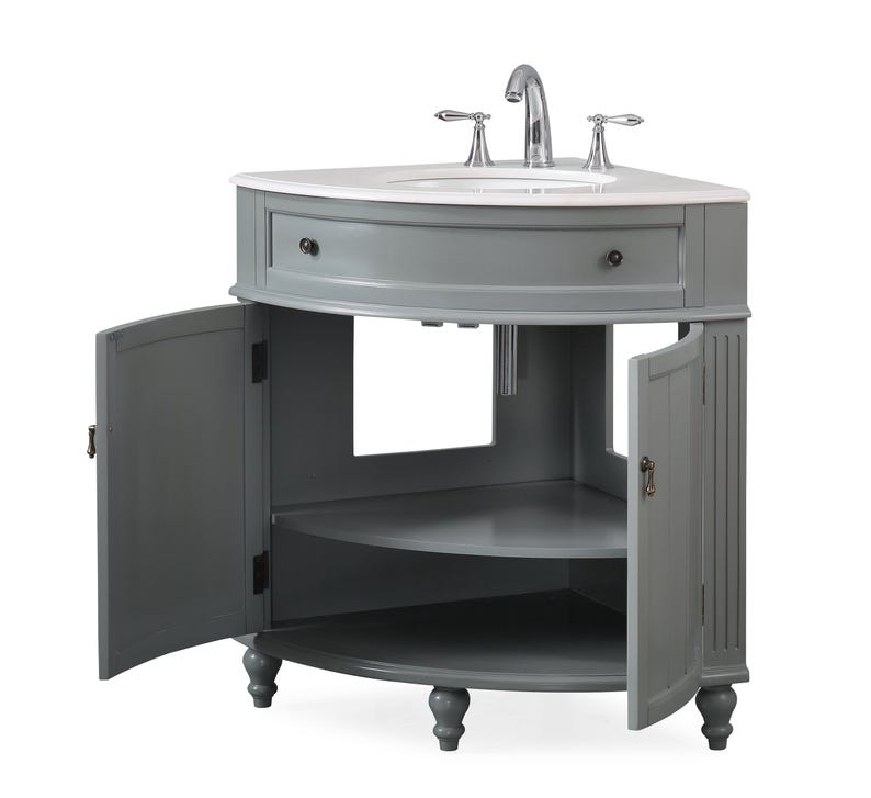 24 Inch Corner Design Vanity With Elegant Quartz Top - Etsy