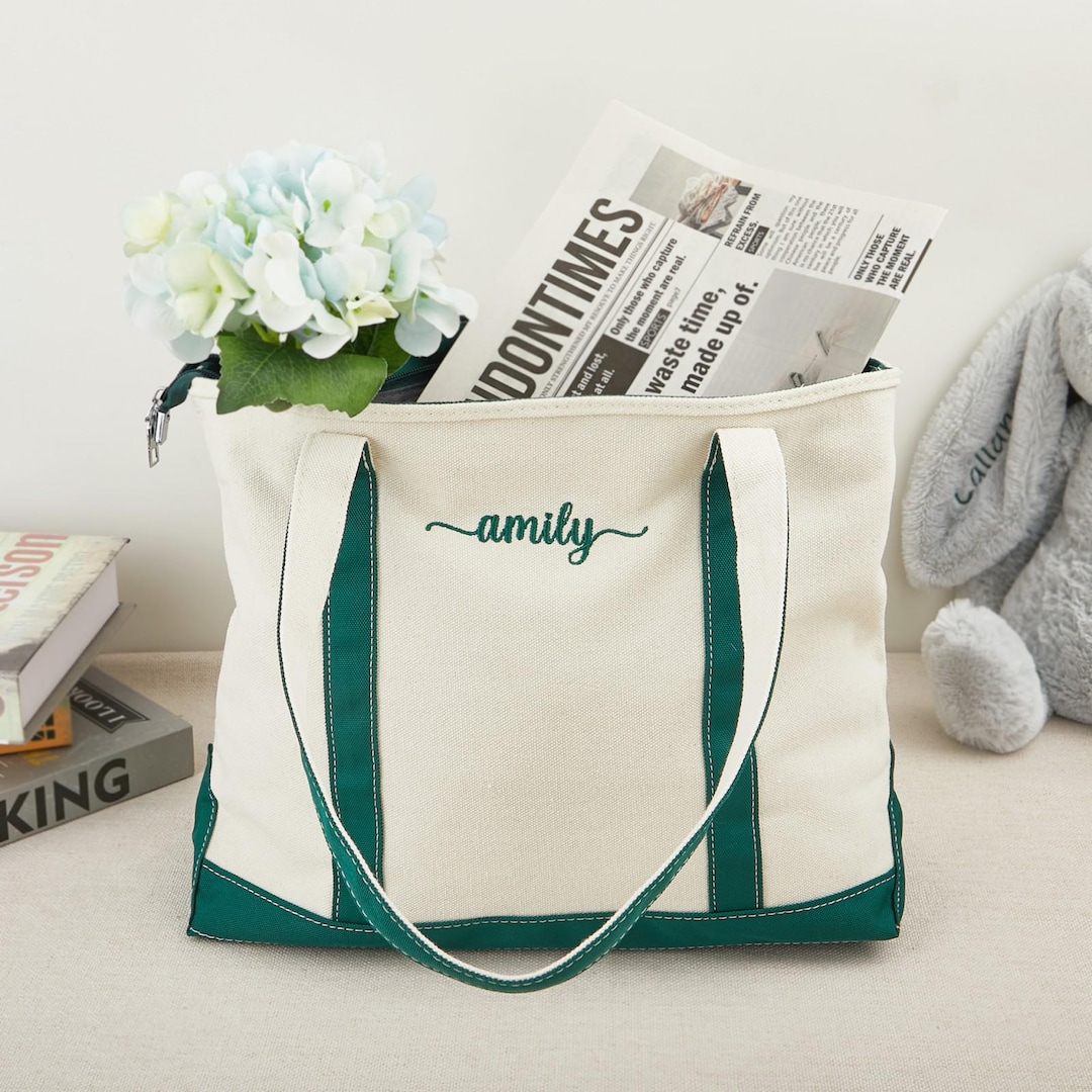 Personalized Canvas Tote, Ironic Boat Bag, Monogram Canvas Tote Bag ...