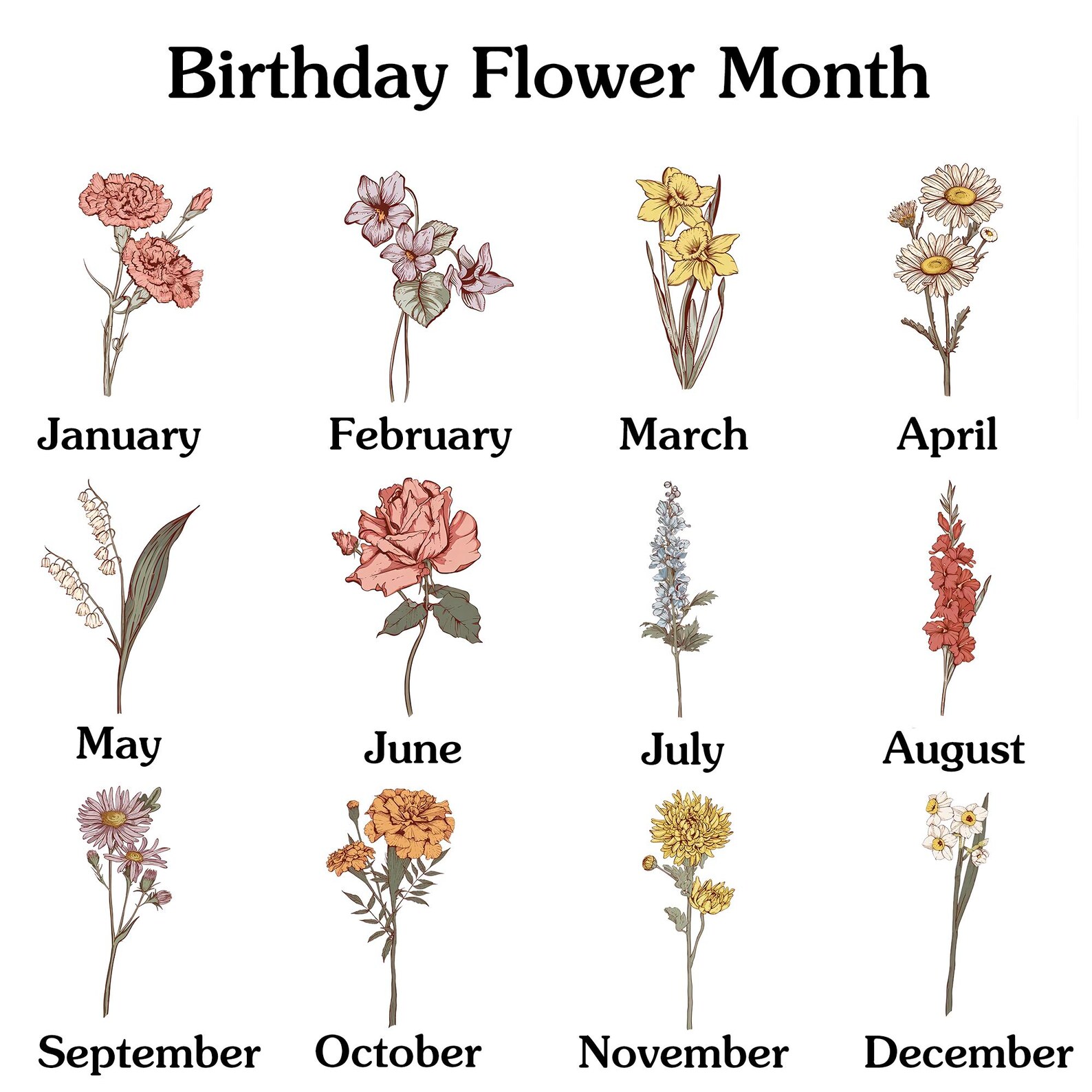 Birth Month Flower Personalized Canvas Tote Bag, Bachelorette ...