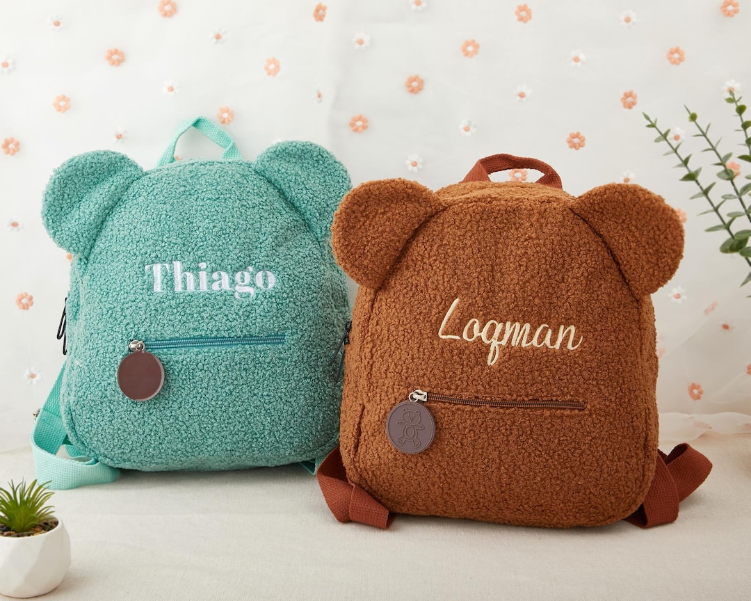 Kids Embroidered Teddy Bear Backpack,kids Teddy Bear Bag, Kids Name ...