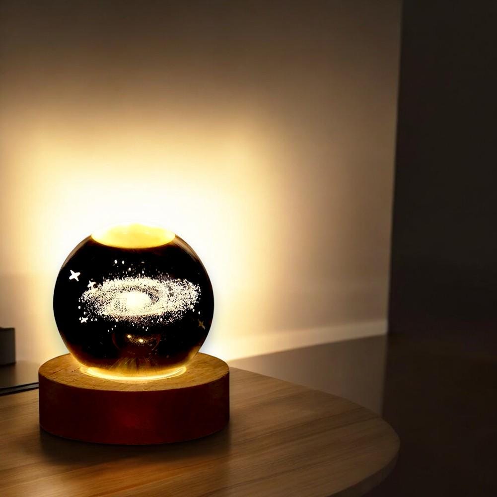 Galaxy Crystal Ball Lamp 3D Planet Night Light Cosmic LED Orb for ...