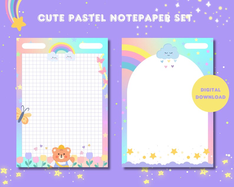 Pastel Notepaper, Printable Stationery, Printable Notepaper, Notes Page ...