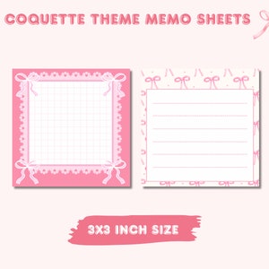 Coquette Theme Printable Notepad Digital Note Pad Cute Stationery ...