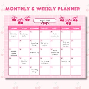 Coquette Bow Printable Weekly Planner, Monthly Planner, Cute Bow ...