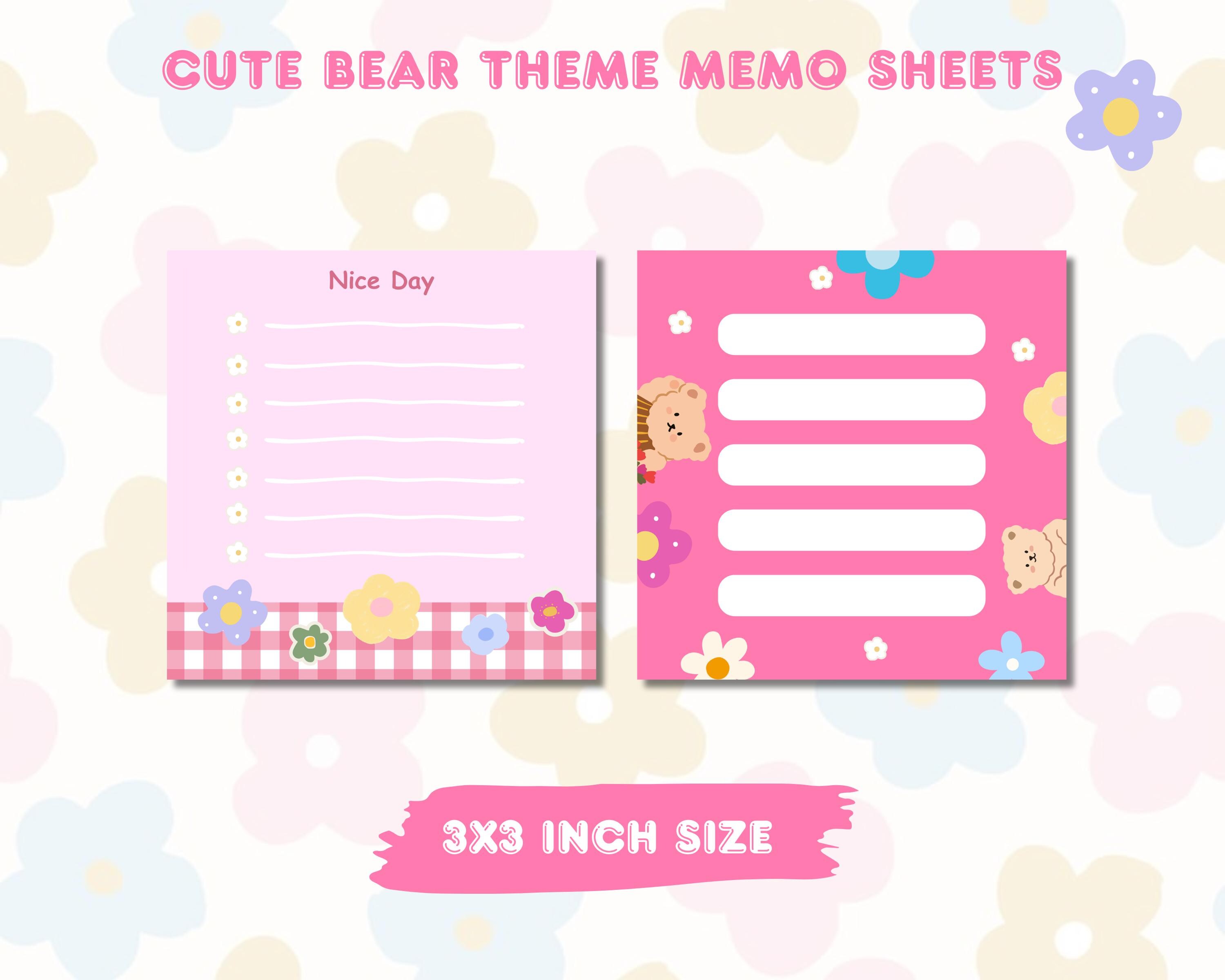 Cute Bear Kawaii Memo Pad, Cute Printable Daily Memo Sheets, to Do List ...