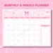 Coquette Bow Weekly & Monthly Planner Kawaii Printable Planner Cute to ...
