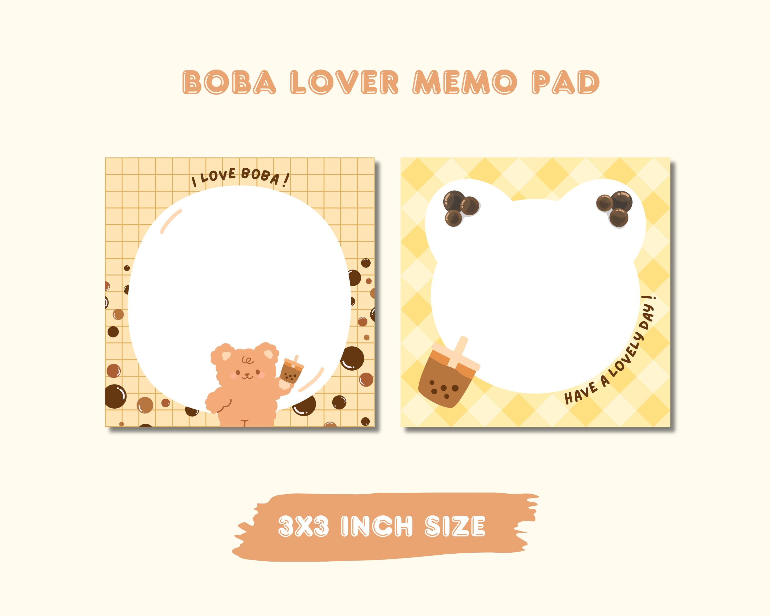 Boba Lover Theme Printable Memo Note Pad Digital Note Pad Cute ...