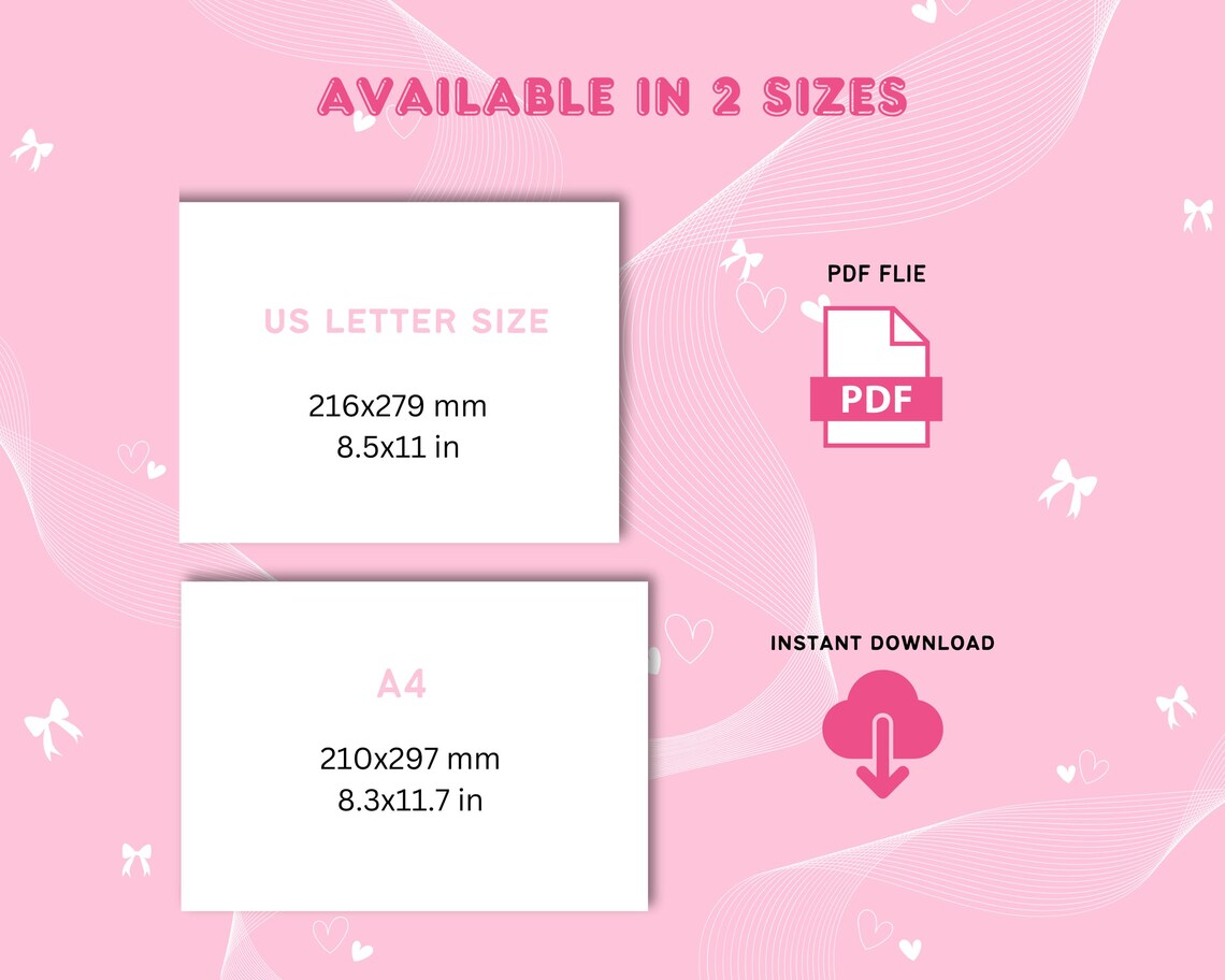 Coquette Bow Weekly & Monthly Planner Kawaii Printable Planner Cute to ...