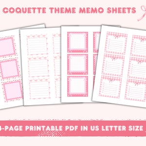 Coquette Theme Printable Notepad Digital Note Pad Cute Stationery ...