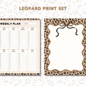 Leopard Print & Coquette Bow Note Paper Set, Animal Print Notepad ...