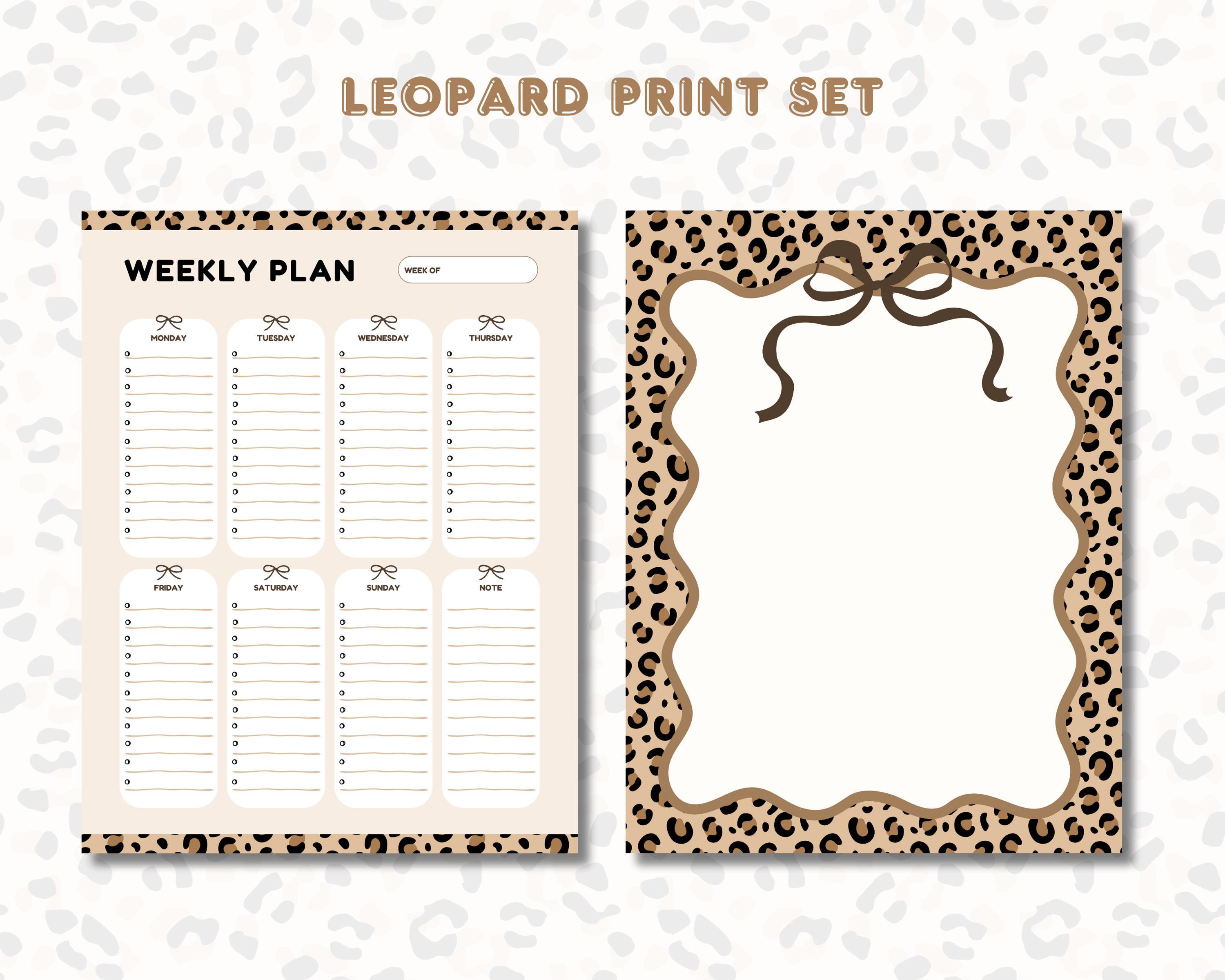 Leopard Print & Coquette Bow Note Paper Set, Animal Print Notepad ...
