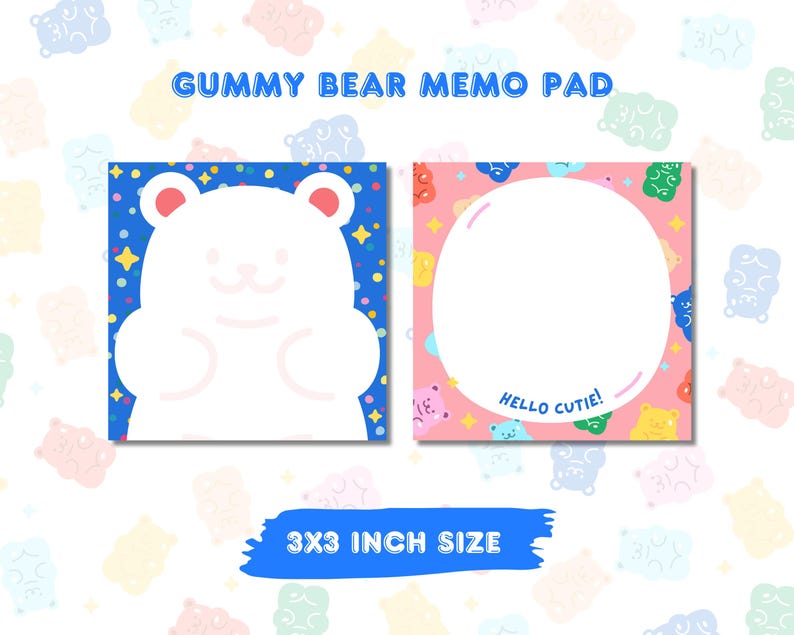Gummy Bear Memo Pad | Cute Printable Memo Pad | Digital Download | 3"x3 ...