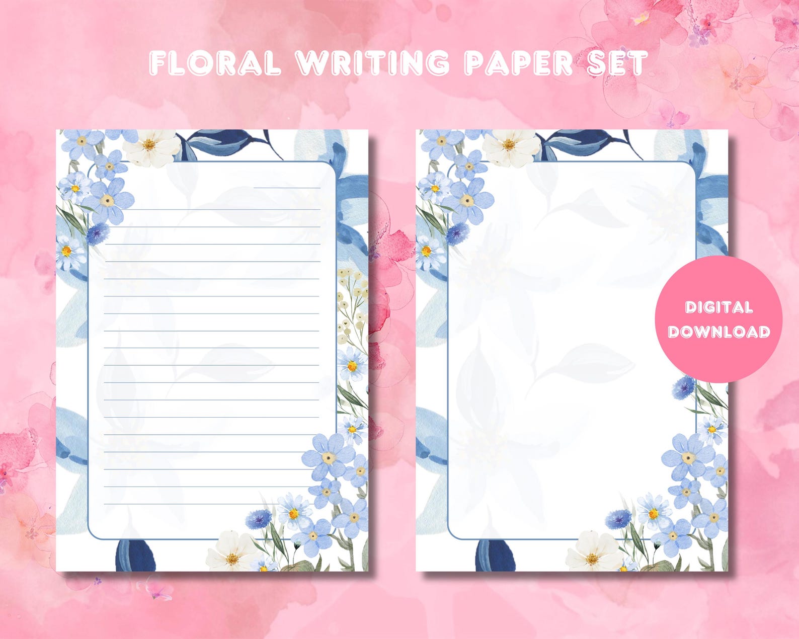 Floral Writing Paper, Printable Stationery, Printable Letter Writing ...