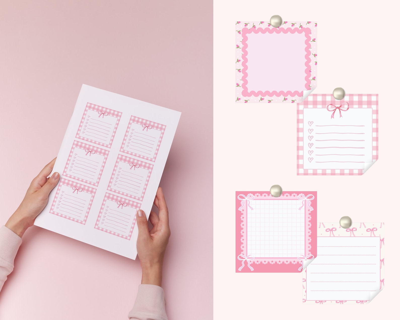 Coquette Theme Printable Notepad Digital Note Pad Cute Stationery ...