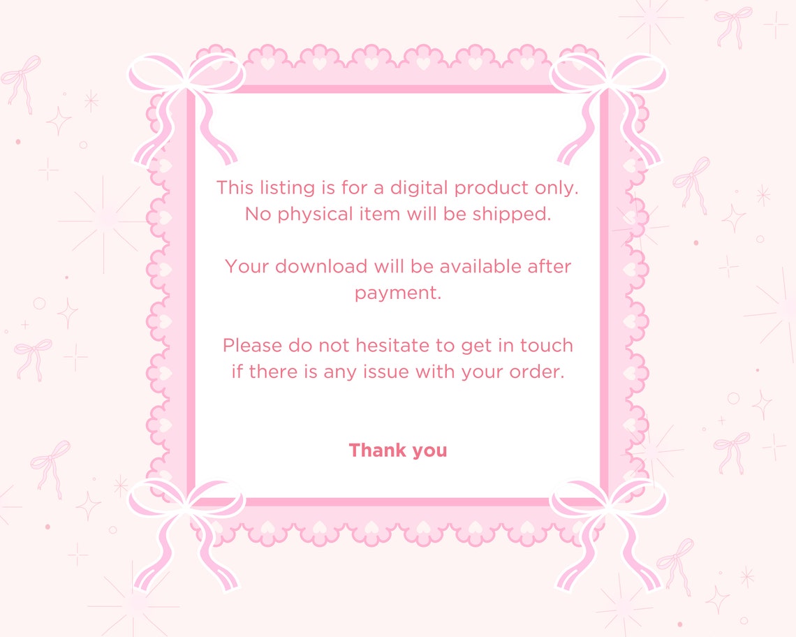 Coquette Theme Printable Notepad Digital Note Pad Cute Stationery ...
