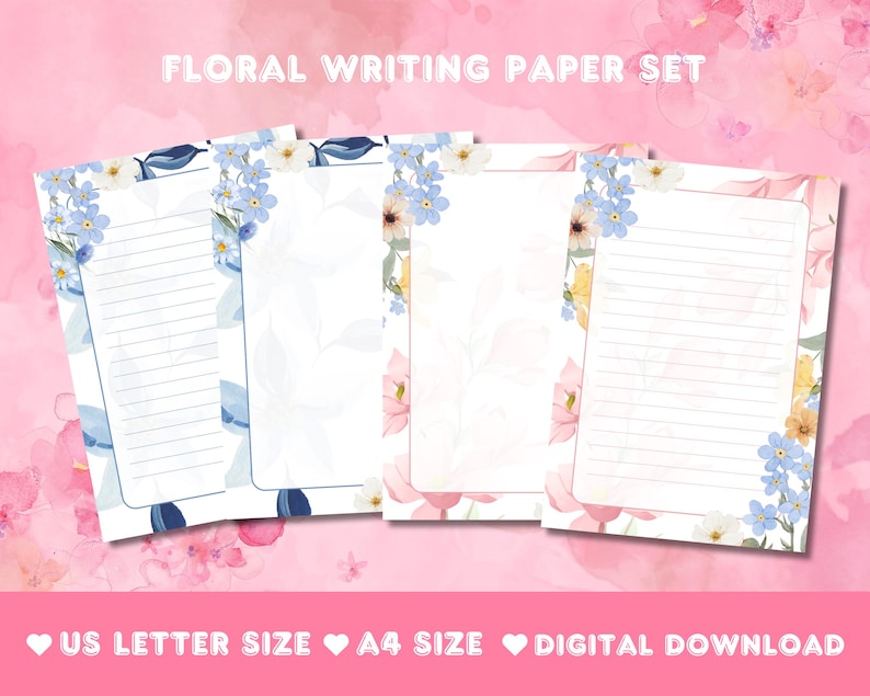 Floral Writing Paper, Printable Stationery, Printable Letter Writing ...