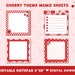 Cherry Notepad Printable, 3x3 Inch Cherry Theme Memo Pad, Kawaii Lined ...