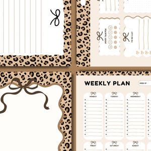 Leopard Print & Coquette Bow Note Paper Set, Animal Print Notepad ...